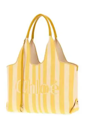 Chloé Embroidered Canvas Stripy Shopping Bag