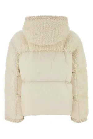 Moncler Ivory Boucle And Polyester Cristallin Down Jacket
