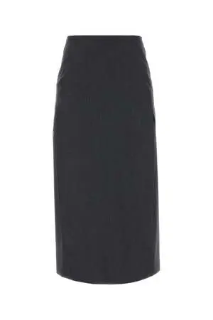 JIL SANDER Dark Grey Wool Blend Skirt - Gray