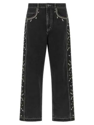 Isabel Marant Étoile Marant 'jorian' Jeans With Embroideries - Black