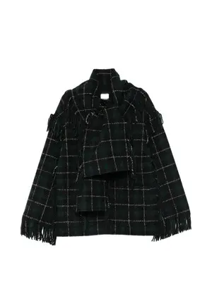 TOTEME Wool Fringed Scarf Jacket - Green