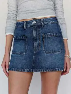 REFORMATION Cristina Stretch Mid Rise Denim Skirt