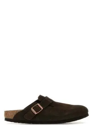 BIRKENSTOCK Suede Boston Slippers - Brown