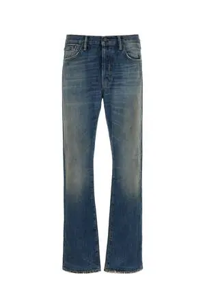 Acne Studios Bingo Jeans With Leather Patch - Midblue