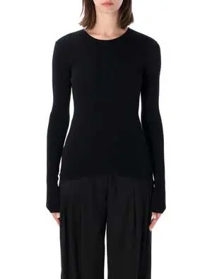 TOTEME Close-fit Crew Neck Long Sleeve Cotton Crepe Top
