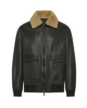 Peuterey Shearling Collar Leather Jacket