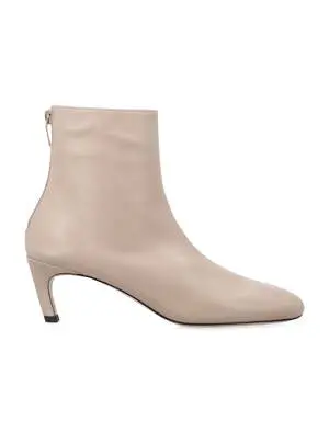 TOTEME Soft Nappa Ankle Boots With Mid Heel And Back Zip - Chai