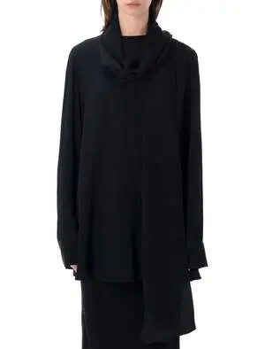 TOTEME TOTEME Draped Scarf Blouse With Fluid Georgette Drape Nero