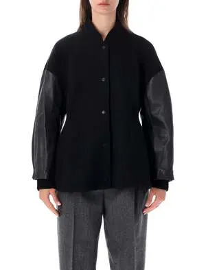 TOTEME Leather-sleeve Wool-blend Bomber Jacket