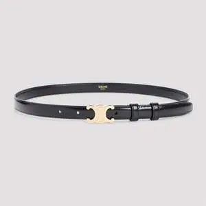 Celine Triomphe Leather Belt With 2cm Width - Black