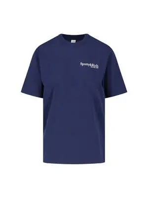 Sporty & Rich Graphic Cotton T-shirt - Blue