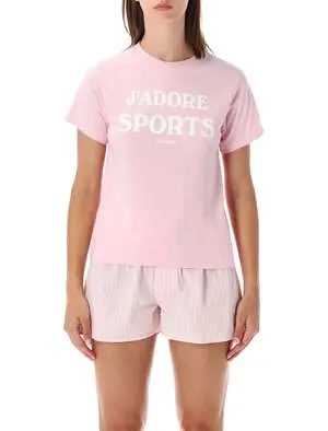 Sporty & Rich Graphic Cotton T-shirt - Lafy Pink
