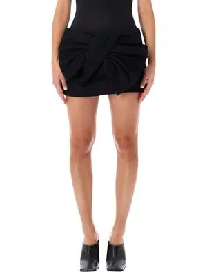 7 For All Mankind Draped Knot Front Mini Skirt - Nero
