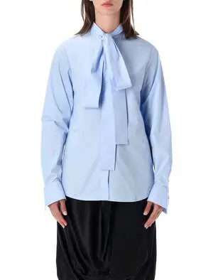 7 For All Mankind Bow Tie Neck Long Sleeve Blouse - Blu