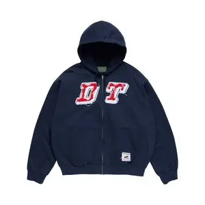DENIM TEARS Distressed Tackle Twill Zip Up Hoodie 'navy