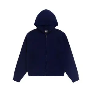 StÜssy Waffle Cashmere Zip Hood Sweater 'deep Navy