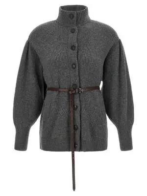 Brunello Cucinelli Belted Cardigan - Gray