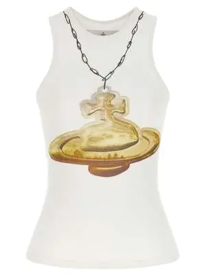 VIVIENNE WESTWOOD Gold Orb 90's' Tank Top - White
