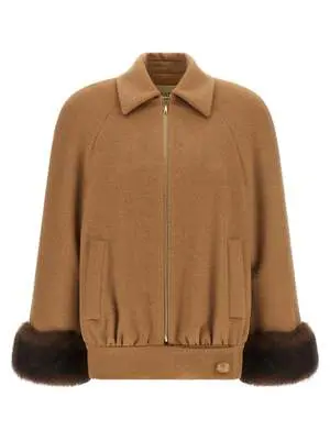 Valentino Garavani Fur Insert Caban - Brown