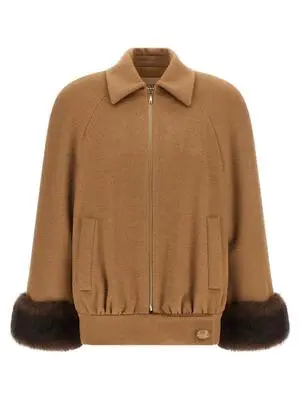 Valentino Garavani Fur Insert Caban - Brown