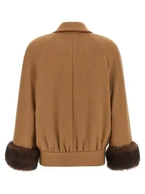 Valentino Garavani Fur Insert Caban - Brown