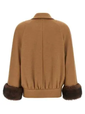 Valentino Garavani Fur Insert Caban - Brown