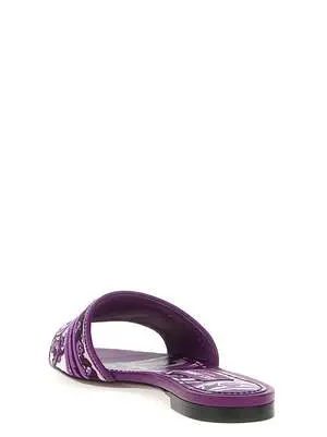 Dolce & Gabbana Maiolica' Embroidery Slides - Purple