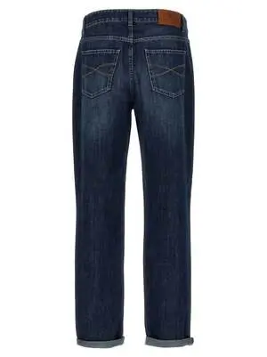 Brunello Cucinelli Logo Embroidery Jeans