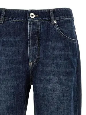 Brunello Cucinelli Logo Embroidery Jeans - Blue