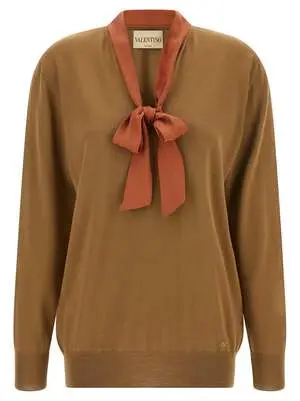 Valentino Garavani Lavallière Collar Sweater - Brown