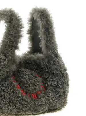Stella McCartney Shearling Logo Shoulder Bag