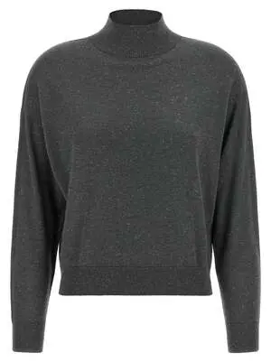 Peserico Lamé Thread Turtleneck Sweater - Gray