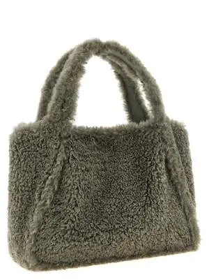 Stella McCartney Shearling Logo Shopping Bag - Gray