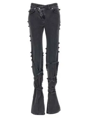 Alexander McQueen Jeans Asymmetric Closure - Black