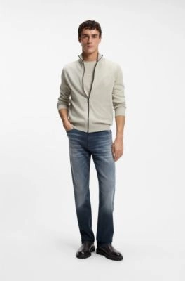 BOSS Grained Leather Boots With Elastic Side Panels