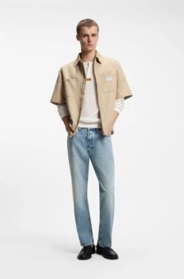 Hugo Regular-fit Jeans In Bright- Broken-twill Fabric