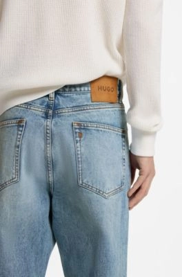 Hugo Regular-fit Jeans In Bright- Broken-twill Fabric