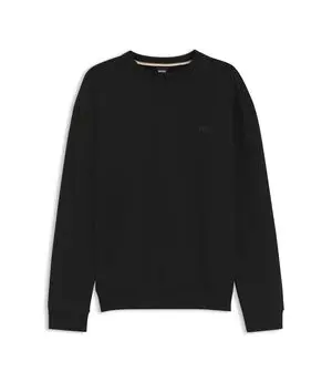 BOSS Logo-embroidered Cotton Sweatshirt With Satin Piping - Black