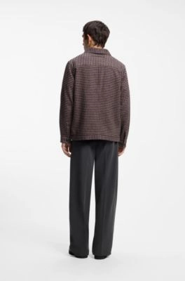 Hugo Cropped Oversized-fit Shirt In Houndstooth Cotton