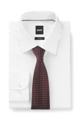 BOSS Silk Jacquard Tie With A Micro Pattern - Dark Red