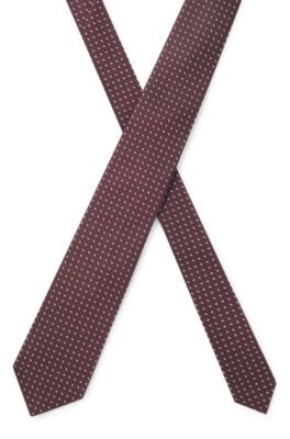 BOSS Silk Jacquard Tie With A Micro Pattern - Dark Red