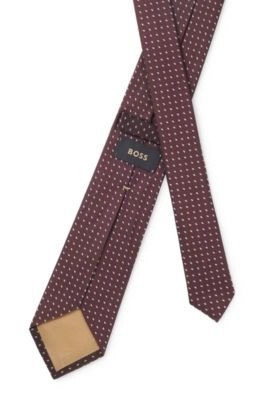 BOSS Silk Jacquard Tie With A Micro Pattern - Dark Red