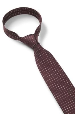 BOSS Silk Jacquard Tie With A Micro Pattern - Dark Red