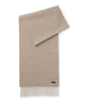 BOSS Double-faced Wool Scarf With Logo Label - Light Brown