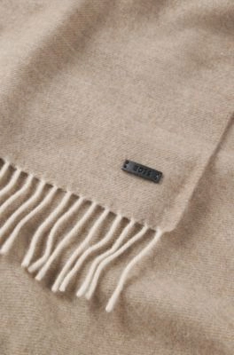 BOSS Double-faced Wool Scarf With Logo Label