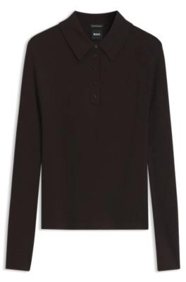 BOSS Fitted Polo Sweater In Pure Virgin Wool