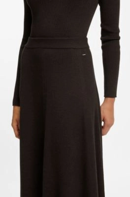 BOSS Maxi Skirt In Ribbed Virgin Wool