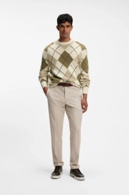 BOSS Argyle-patterned Sweater In Virgin-wool Boucl
