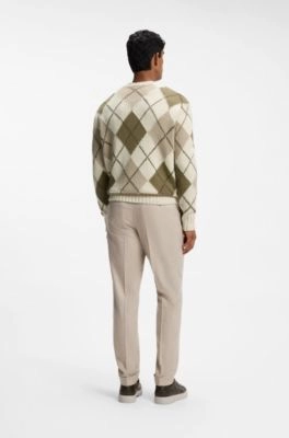 BOSS Argyle-patterned Sweater In Virgin-wool Boucl