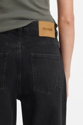 Hugo Wide-leg Loose-fit Jeans In Cotton